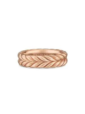 David Yurman Chevron Band Ring In 18k Rose 6.2mm