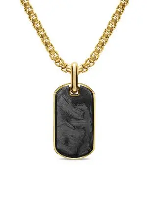 David Yurman Streamline Tag In 18k Yellow Gold With 21.2mm - Forged Carbon