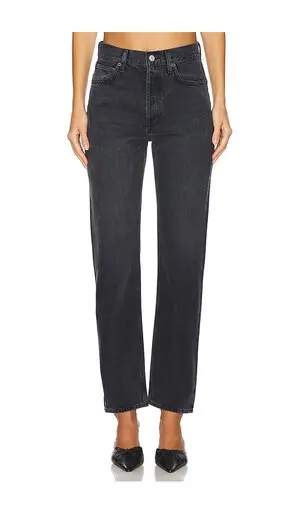 AGOLDE 90's Pinch Waist High Rise Straight Jeans - Black