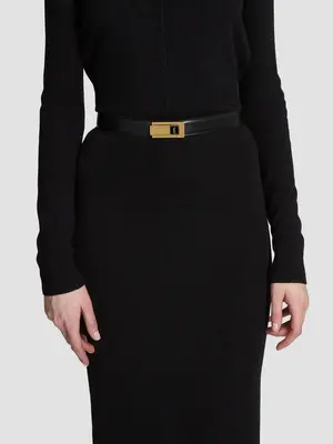 Saint Laurent Charniere Buckle Belt In Smooth Leather - Black
