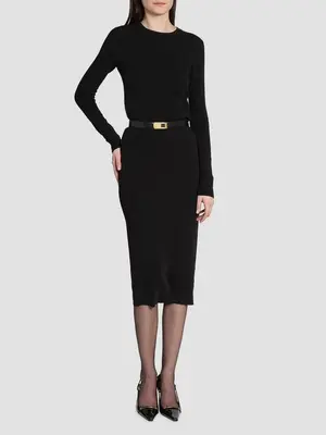 Saint Laurent Charniere Buckle Belt In Smooth Leather - Black
