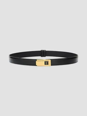 Saint Laurent Charniere Buckle Belt In Smooth Leather - Black