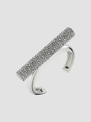 Alexander McQueen Cross Bar Cuff Bracelet - Crystal Silver