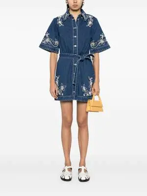 ALEMAIS Carmen Denim Embroidered Dress