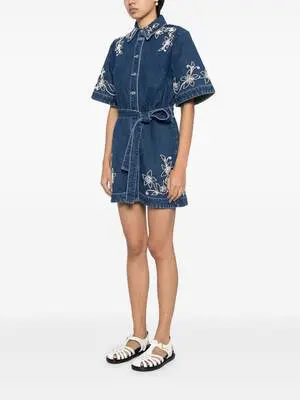ALEMAIS Carmen Denim Embroidered Dress
