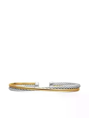 David Yurman 18k Yellow Gold And Sterling Crossover Cuff Bracelet - Silver