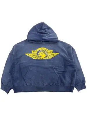 SAINT MXXXXXX Logo-print Hoodie - Blue