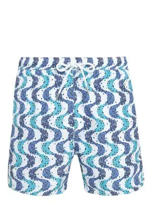 AMIR SLAMA Wave-print Swim Shorts - Blue