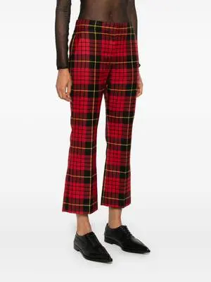 Alexander Mcqueen Tartan-Check Cropped Trousers In Red - 42% Off
