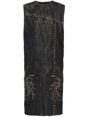 Prada Patchwork Nappa Leather Midi Dress