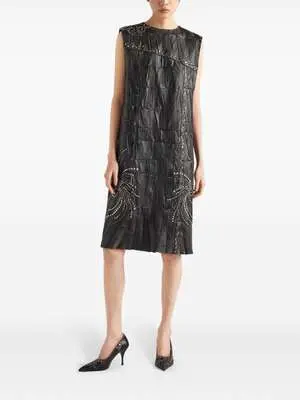 Prada Patchwork Nappa Leather Midi Dress