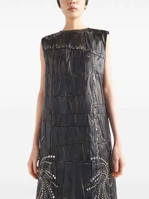 Prada Patchwork Nappa Leather Midi Dress