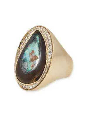 Jacquie Aiche 14kt Yellow Koroit Diamond And Opal Ring