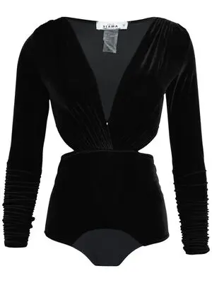 AMIR SLAMA V-neck Velvet Bodysuit