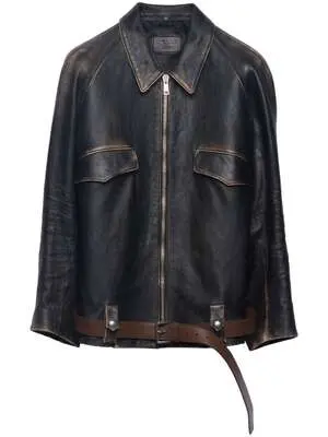 Prada Leather Blouson Jacket - Black