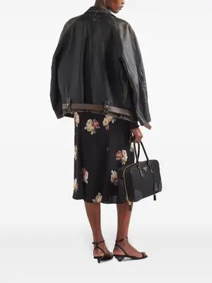 Prada Leather Blouson Jacket - Black