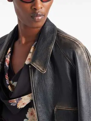 Prada Leather Blouson Jacket - Black