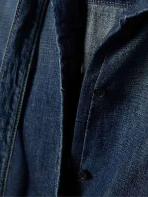 NILI LOTAN Suzette Tie-neck Denim Shirt