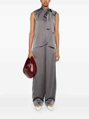 BLANCA VITA Satin Trousers - Grey