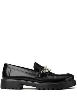 Tory Burch Embellished Lug Loafers - Black