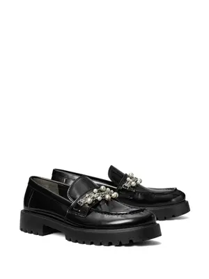 Tory Burch Embellished Lug Loafers - Black