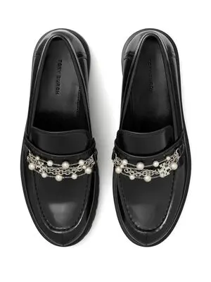Tory Burch Embellished Lug Loafers - Black