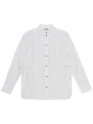 GANNI Self-tie Cotton Shirt - White