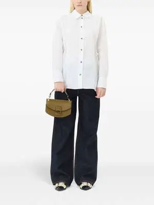 GANNI Self-tie Cotton Shirt - White
