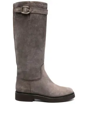 DOUCAL'S Buckle-strap Knee-high Suede Boots