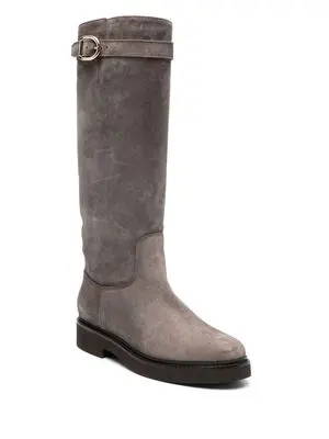 DOUCAL'S Buckle-strap Knee-high Suede Boots