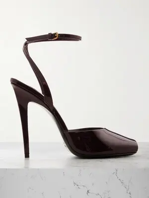 Saint Laurent La Scandale Patent-leather Mules