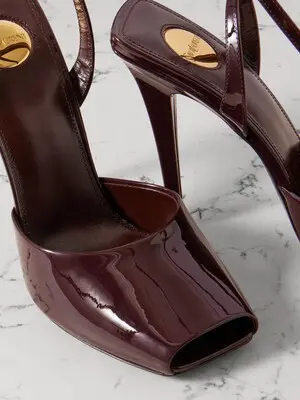 Saint Laurent La Scandale Patent-leather Mules