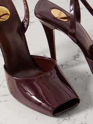 Saint Laurent La Scandale Patent-leather Mules