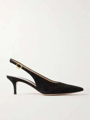 GIANVITO ROSSI Robbie 45 Suede Slingback Pumps - Black