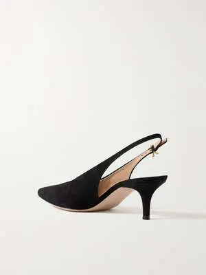 GIANVITO ROSSI Robbie 45 Suede Slingback Pumps - Black