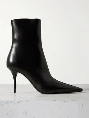 Saint Laurent Ashley Leather Ankle Boots - Black