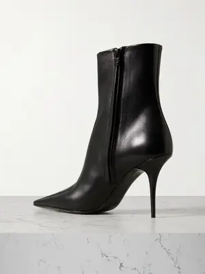 Saint Laurent Ashley Leather Ankle Boots - Black