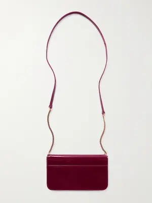 Saint Laurent Cassandre Strap Patent-leather Phone Case - Burgundy
