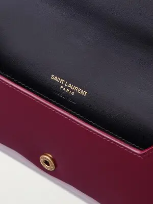 Saint Laurent Cassandre Strap Patent-leather Phone Case - Burgundy
