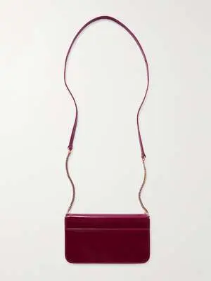 Saint Laurent Cassandre Strap Patent-leather Phone Case - Burgundy