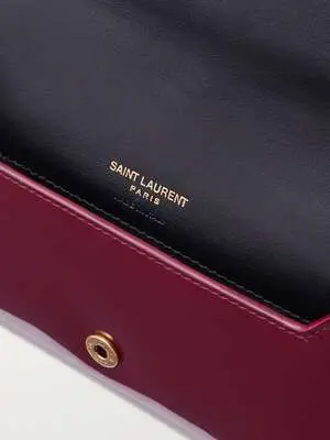 Saint Laurent Cassandre Strap Patent-leather Phone Case - Burgundy