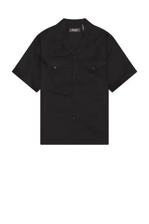 WAO Satin Western Short Sleeve Shirt - Black