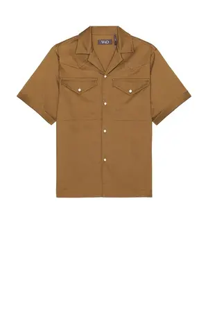 WAO Satin Western Short Sleeve Shirt - Olive