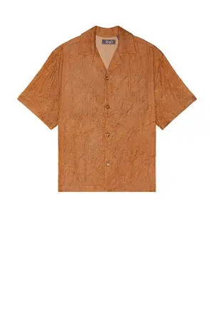 WAO Crinkled Short Sleeve Shirt - Brown