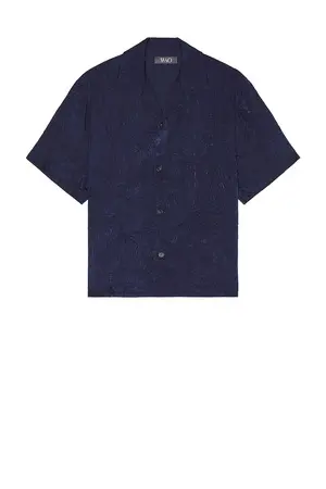 WAO Crinkled Short Sleeve Shirt - Navy