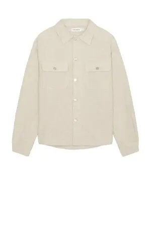 FRAME Tweed Overshirt Jacket In Brown