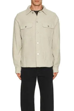 FRAME Tweed Overshirt Jacket In Brown