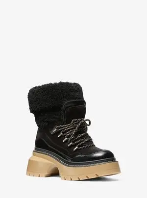 Michael Kors Mixed-Media Lace-Up Boots