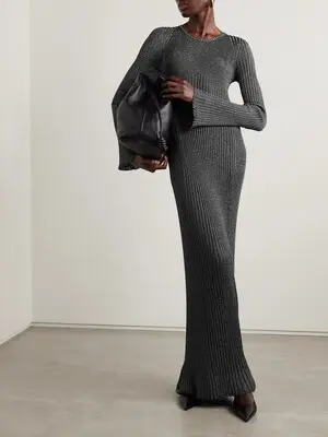 Proenza Schouler Joni Ribbed-knit Maxi Dress - Gray