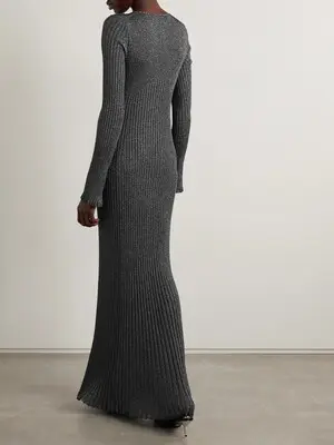 Proenza Schouler Joni Ribbed-knit Maxi Dress - Gray